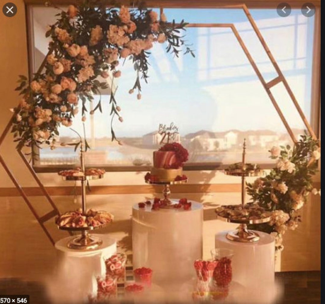 Double Hexagon 1.5m/2m/2.5m Wedding Props White Gold Metal Hexagon ...