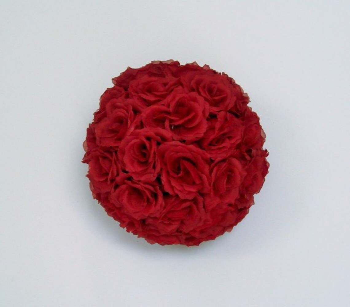 Red Roseflower Ball Pomander Rose Balls Wedding Decoration Ball Silk ...