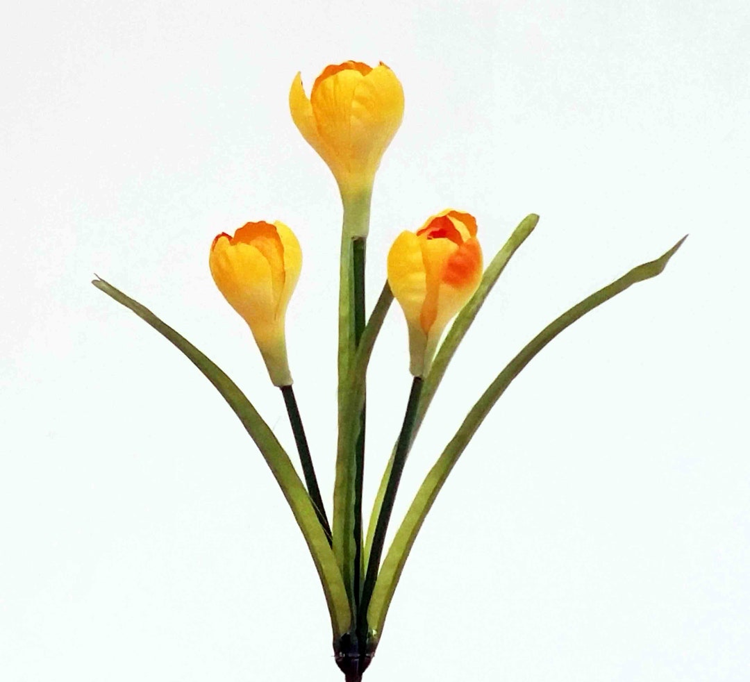 9.5 Yellow Crocus Stem/floral Spray/florals/wedding Roses/ White ...
