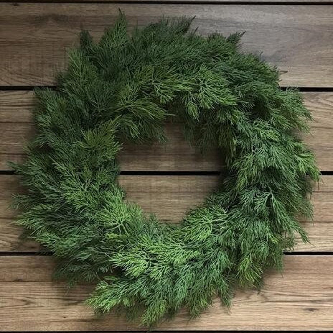 24 Real Touch Cedar Wreath/green Artificial Wreath/green Wreath/natural ...