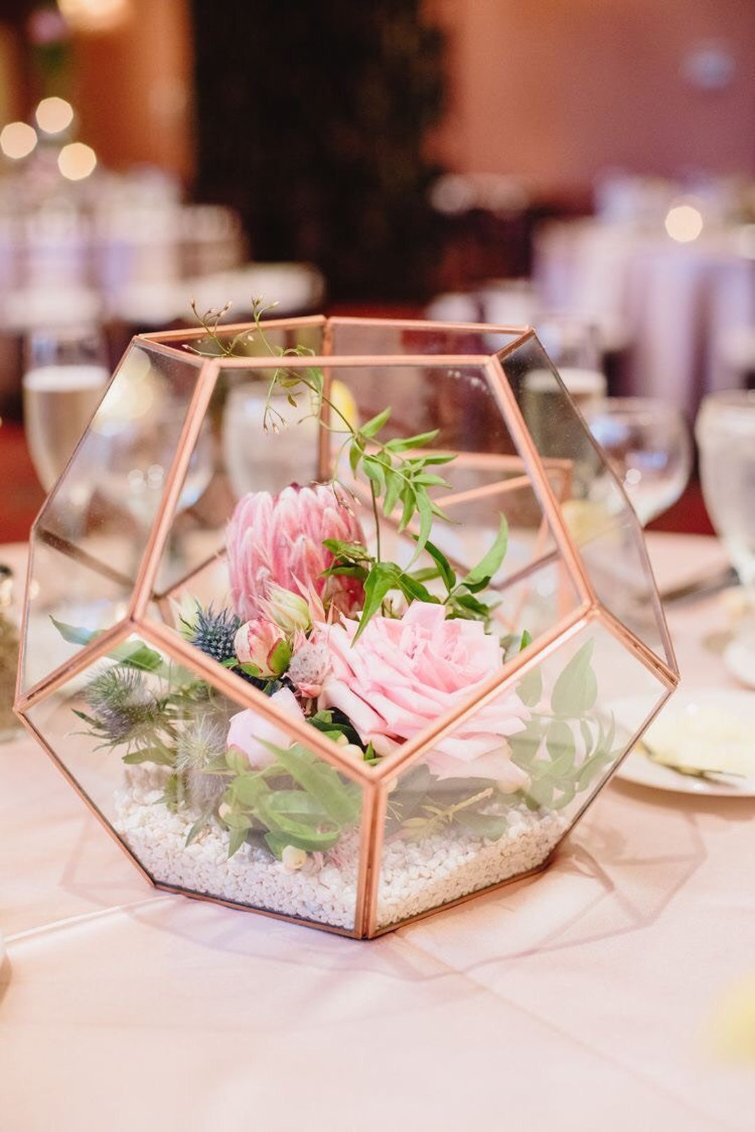 Rose Gold/copper Glass Geometric Terrarium/ Wedding Table Decor ...