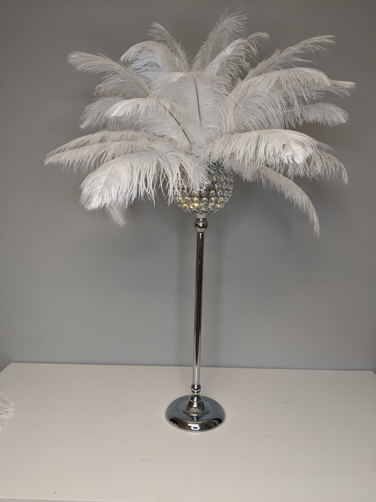 24 Tall Round Silver Globe Gold Crystal Stand Ostrich | Etsy