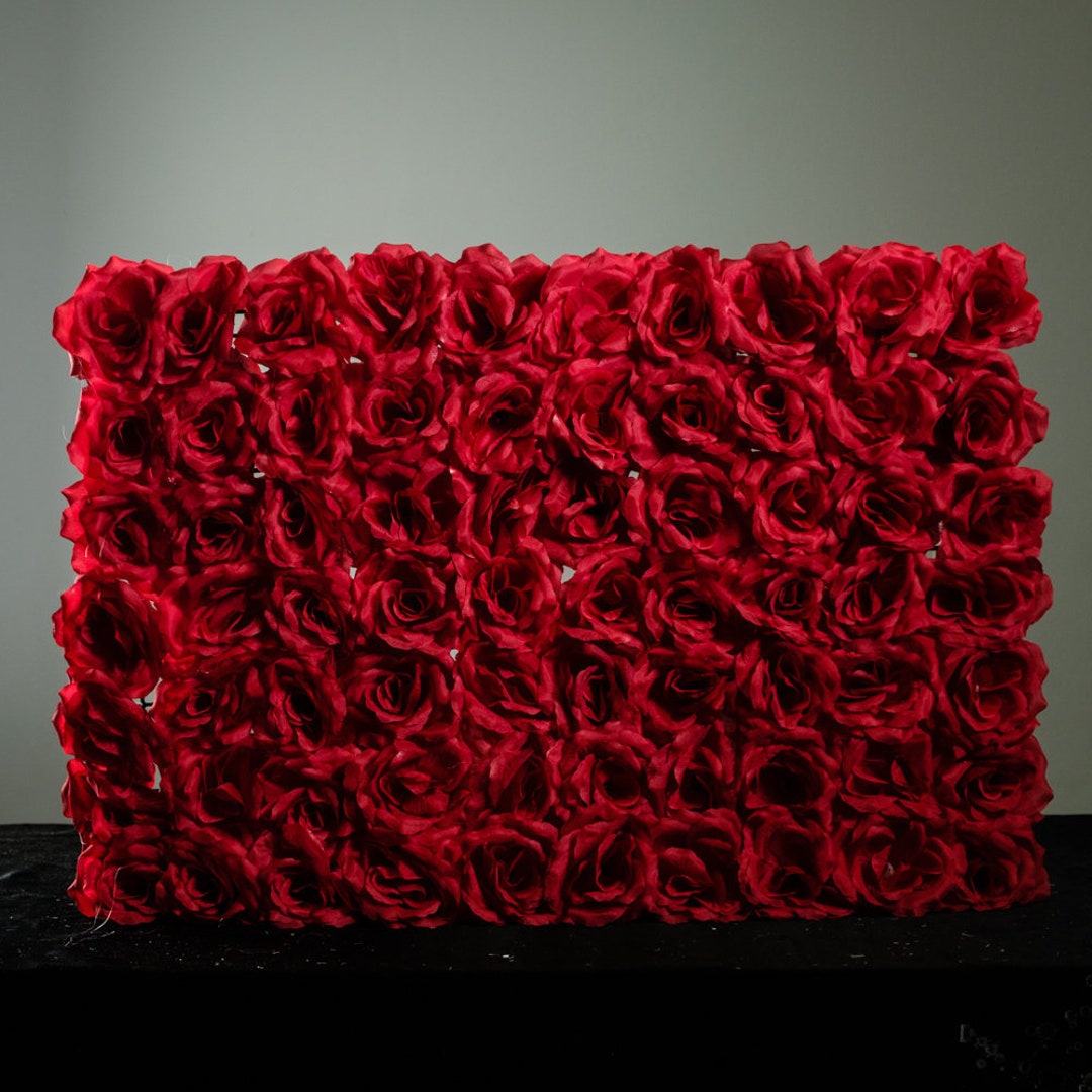 Burgundy Rose Flower Panel/ Wedding Decor/ Floral Decor/ Flower Wall ...