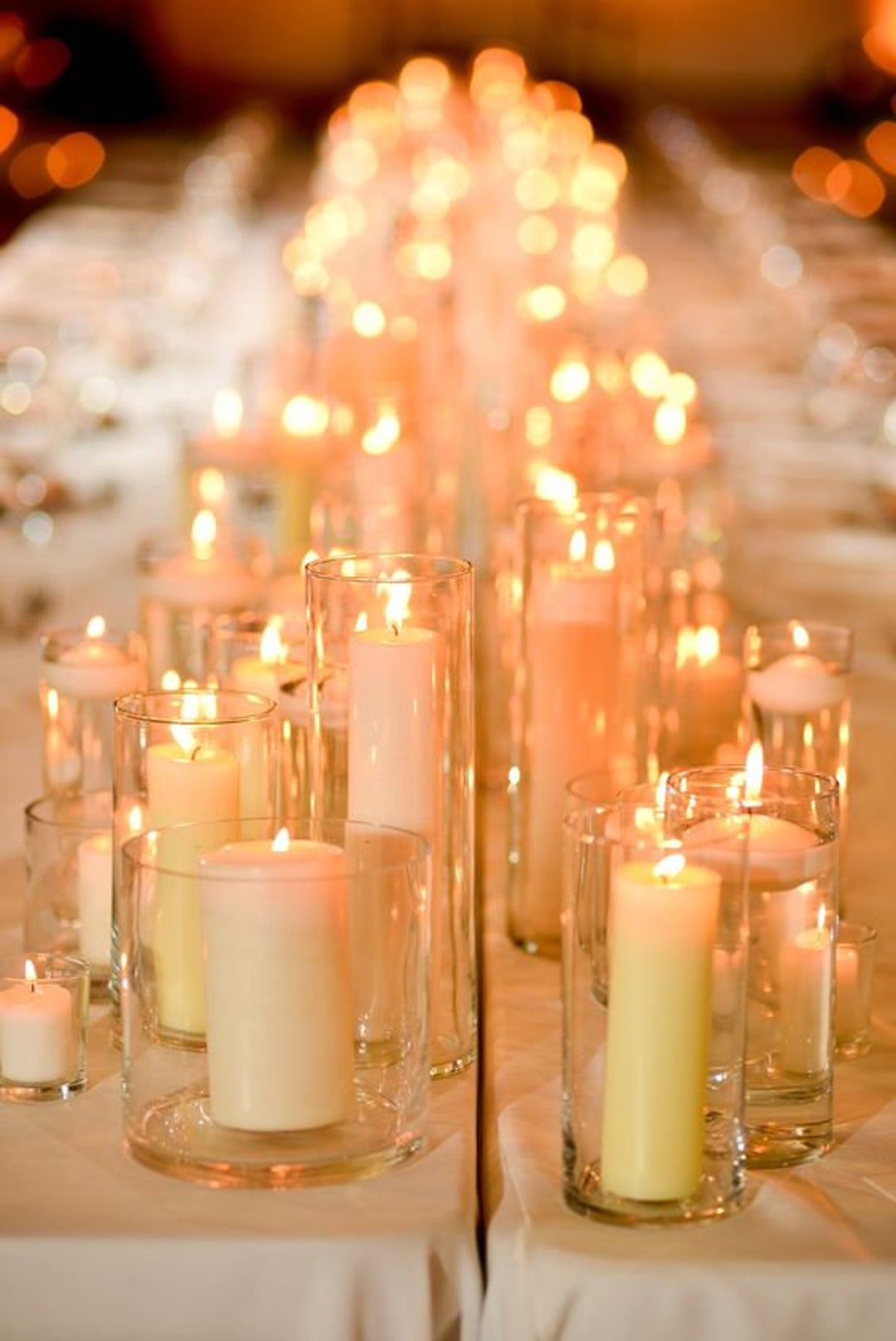 Set of 48 Cylinder Vases With Candles/ Glass Vase/ Table Top Vase ...