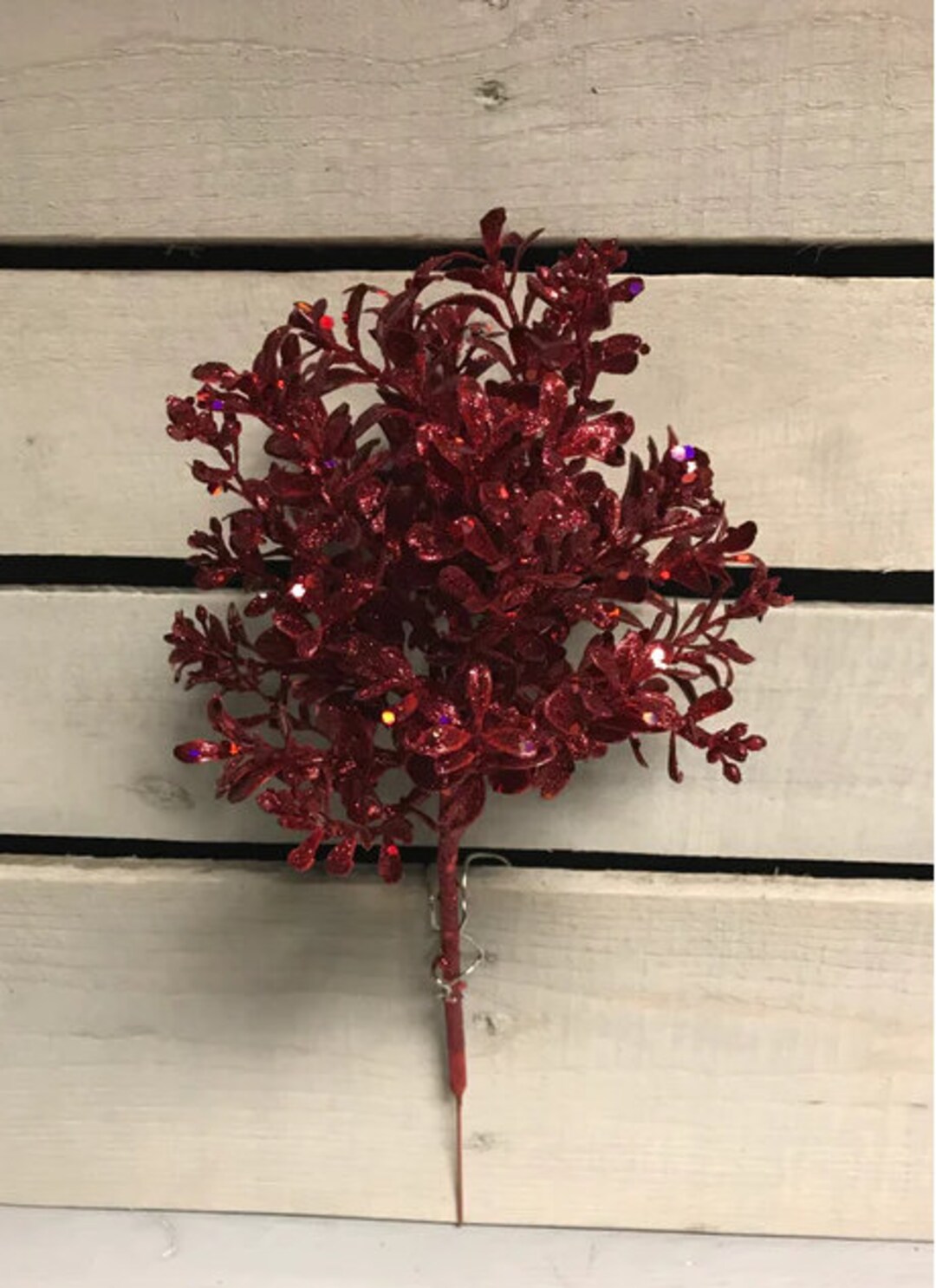 13 Red Glittered Boxwood Mini Bush/floral - Etsy