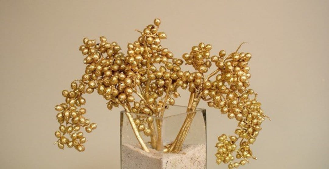 6 Oz Gold Sparkle Canella Berries/canella Berries/artificial/table ...