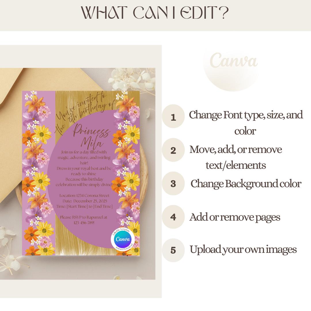 The Lost Princess Tangled Inspired Birthday Invitation Template ...