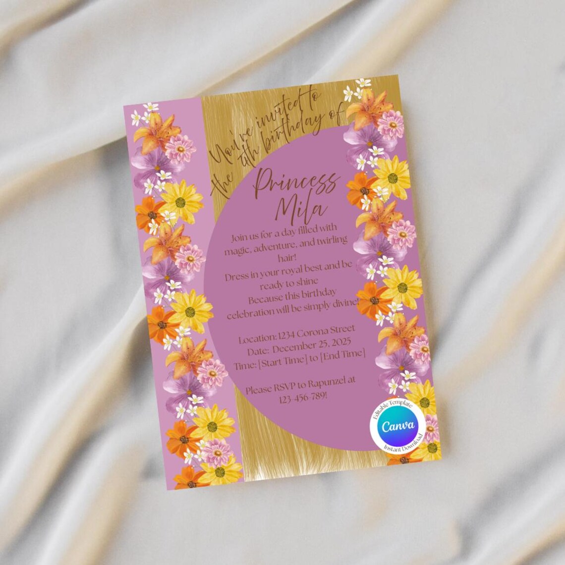 The Lost Princess Tangled Inspired Birthday Invitation Template ...