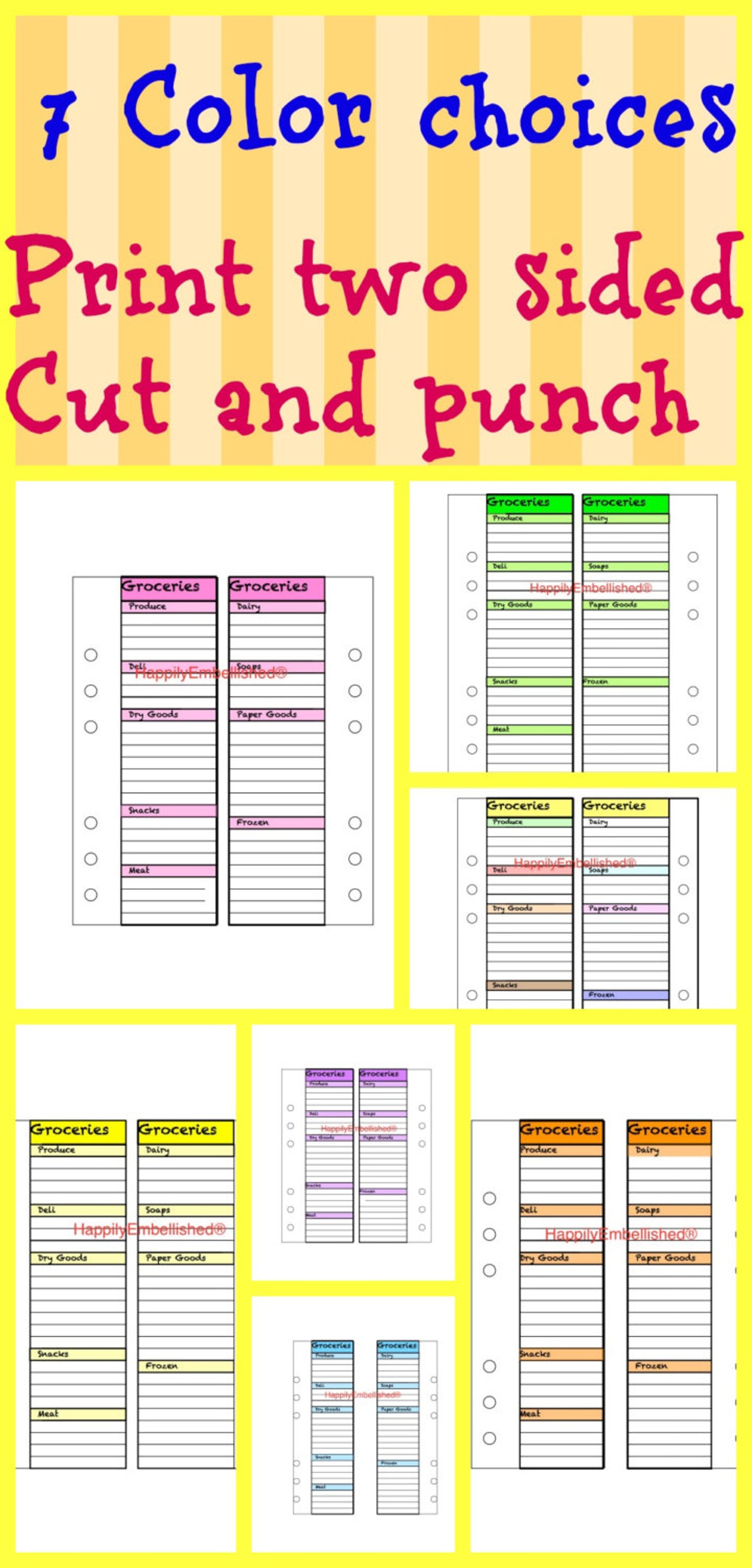 Planner Insert Grocery List Two Sidedpersonal Size Planner - Etsy