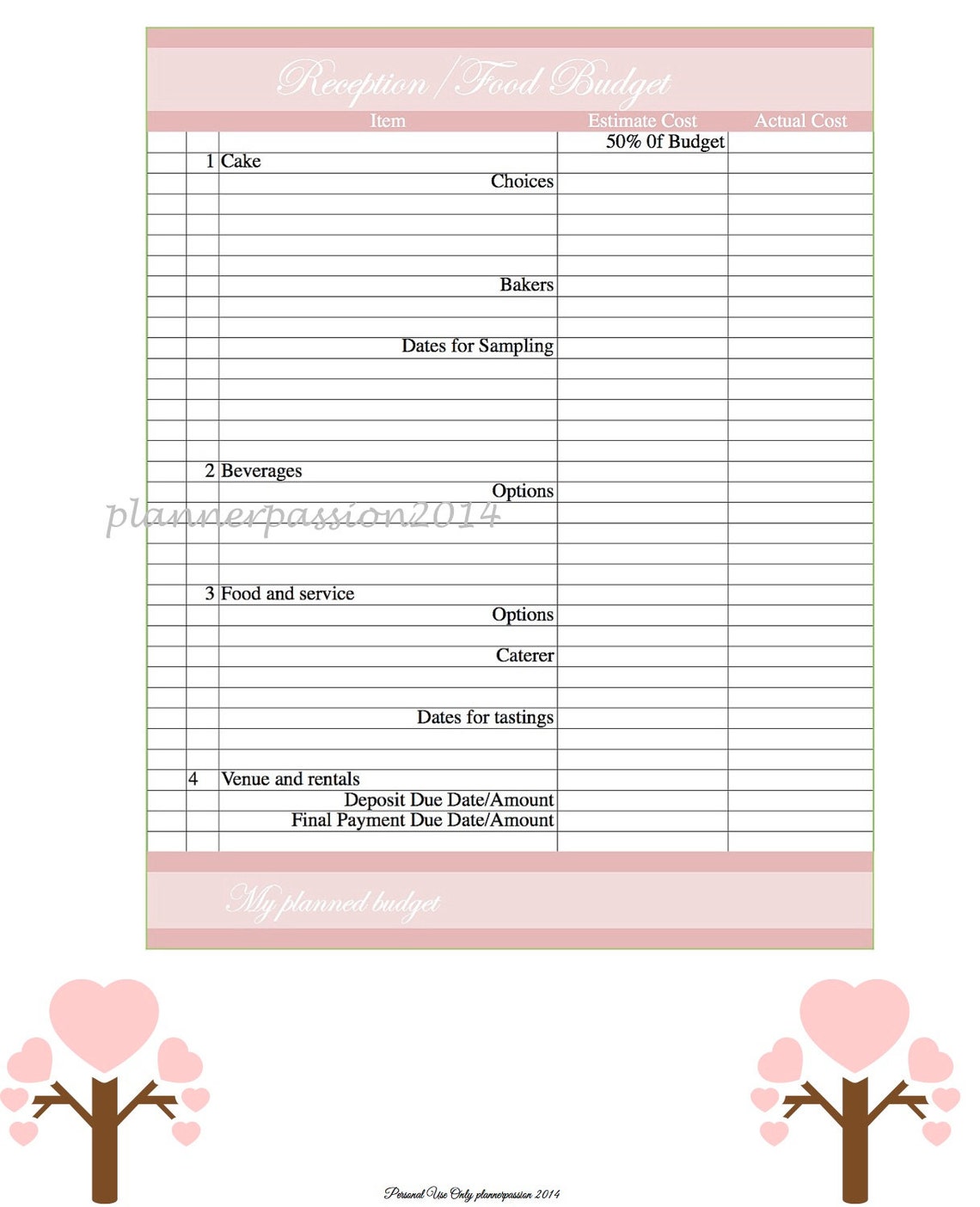 Printable Wedding Budget Planner Expense Tracker Bill Tracker - Etsy