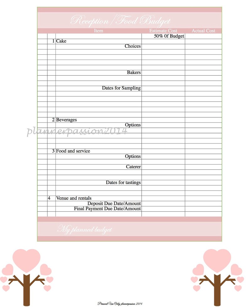 Printable Wedding Budget Planner Expense Tracker Bill Tracker - Etsy