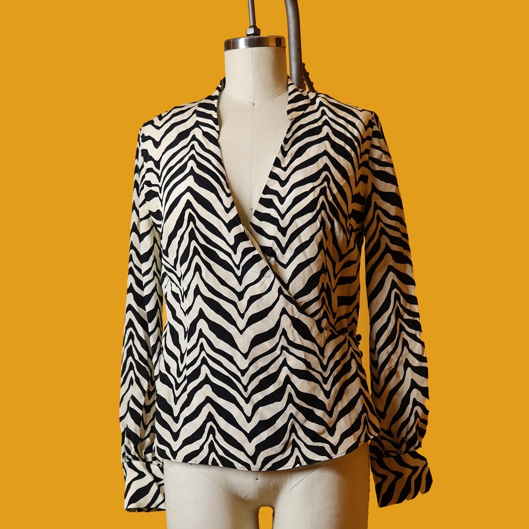 M_ Silk Zebra Print Blouse // Talbots - Etsy