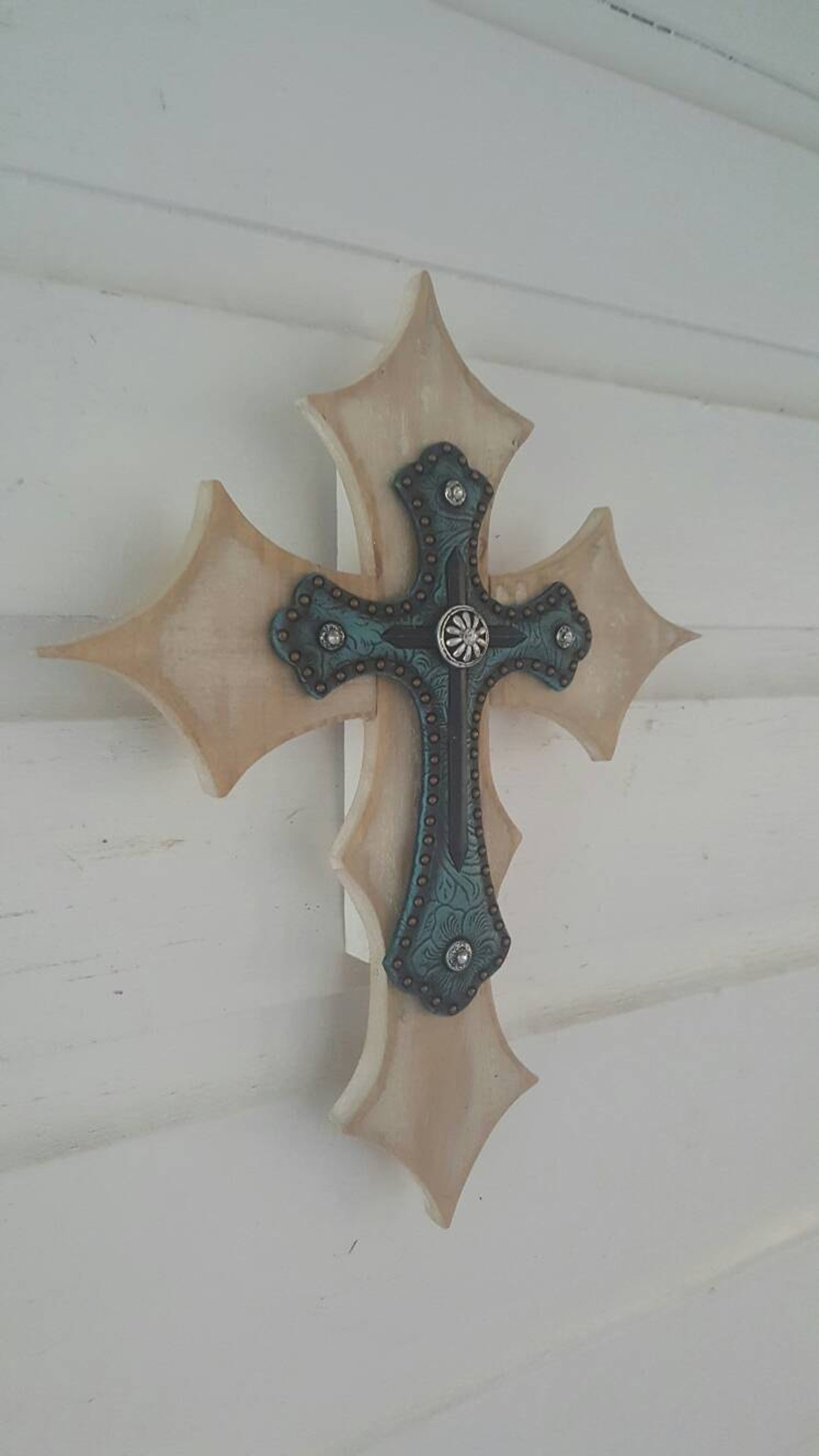 NEW! Distressed Ivory Wall Cross Hanging Cross Decor Pallet Wood Faux ...