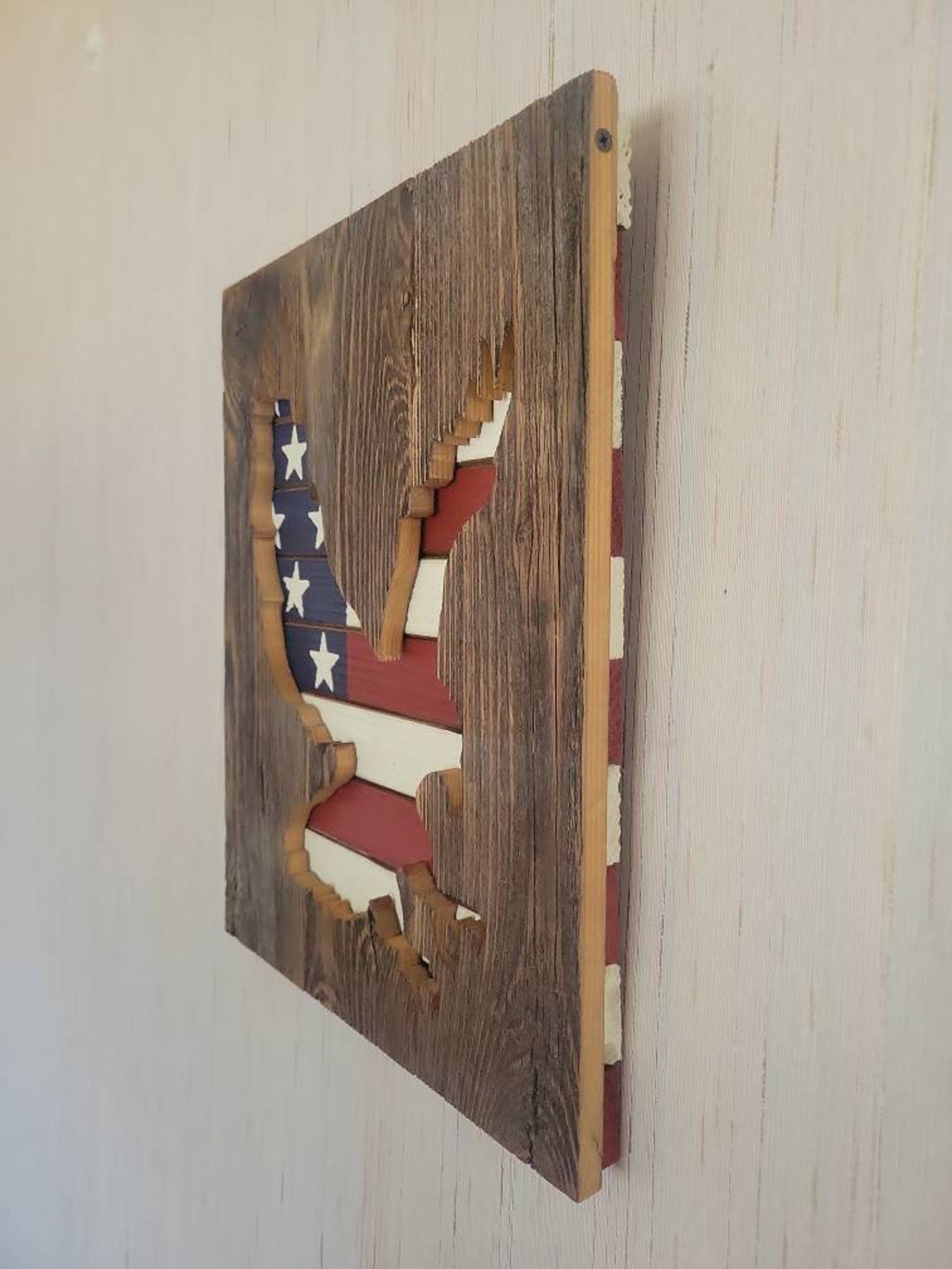 Rustic Wood American Flag, American Eagle, Patriotic Decor, American ...
