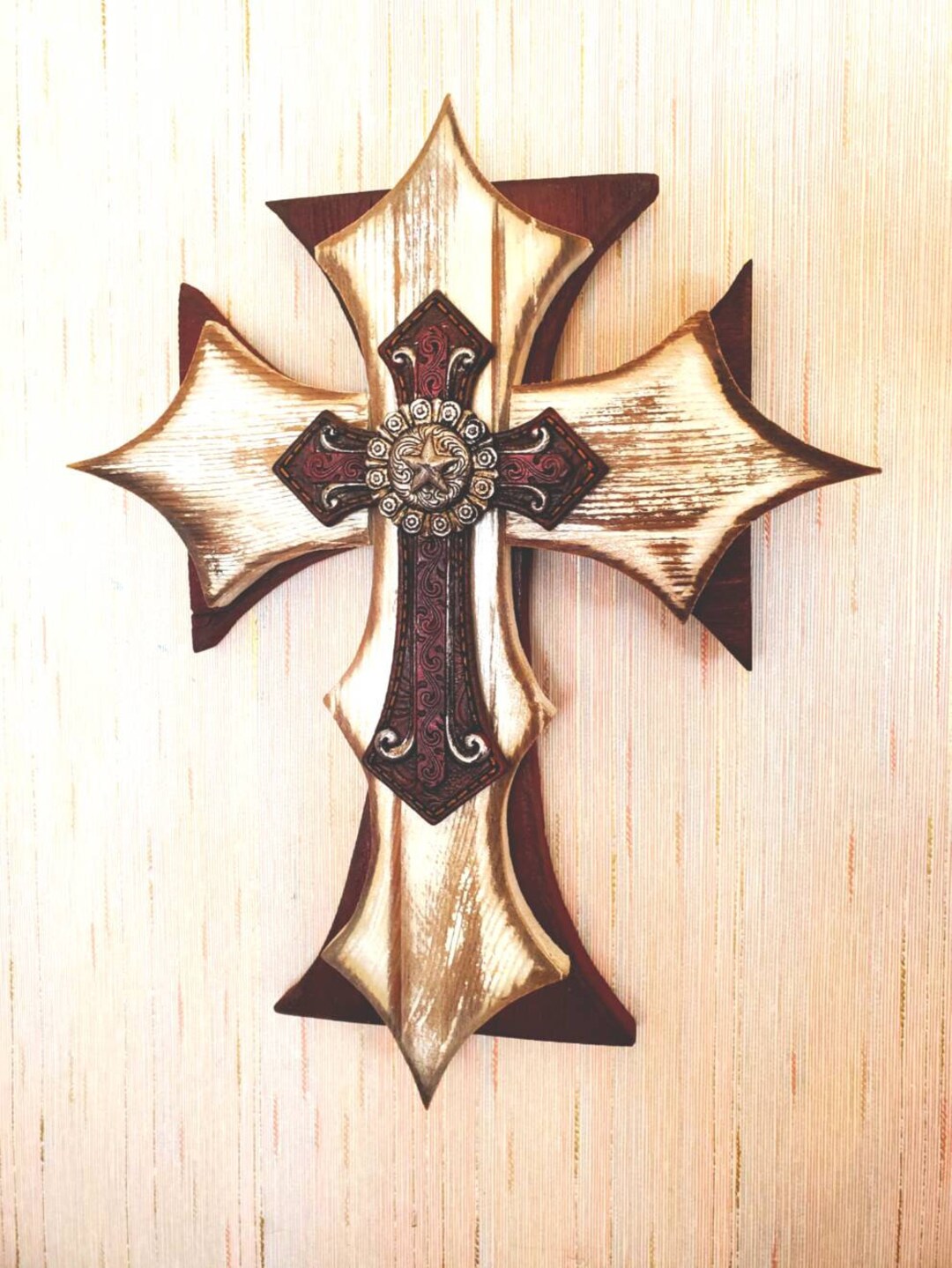 Western Star Cross Rustic Pallet Cedar Wood Wall Cross Hanging Decor ...