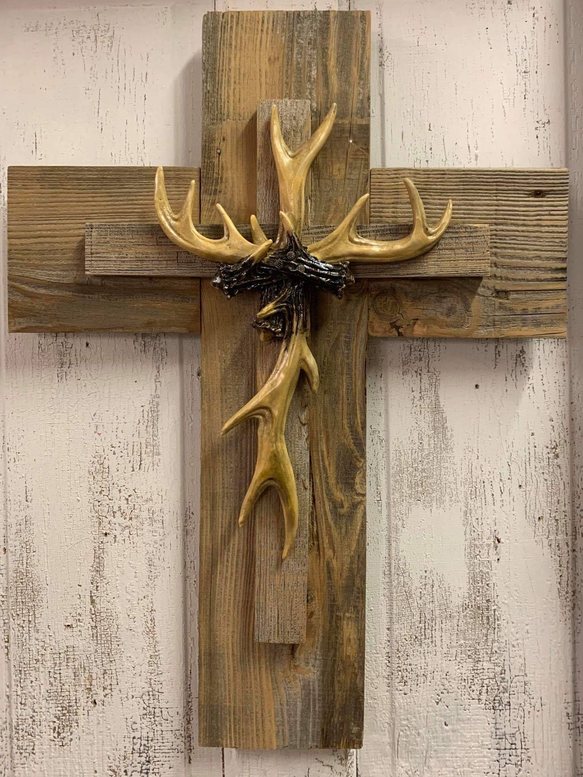 Unique Gift Hunter Rustic Cedar Country Deer Antler Cross - Etsy