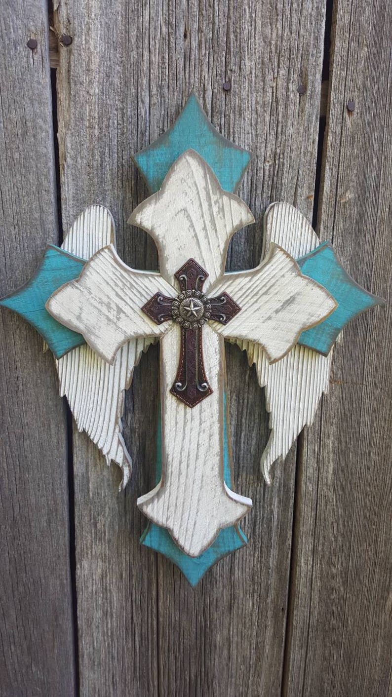 Turquoise Rustic Cedar Pallet Wood Cross Home Decor Western - Etsy