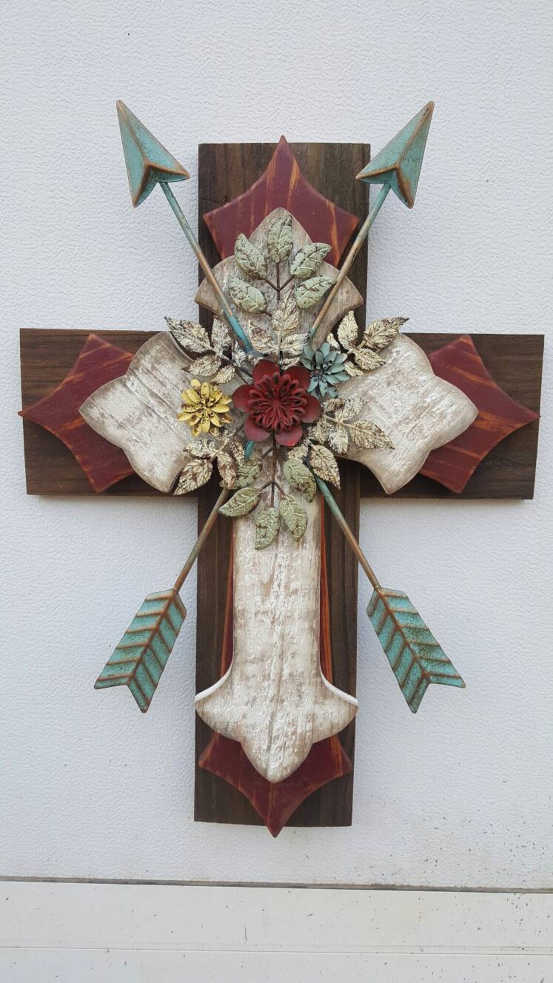 Metal Arrow Rustic Arrow Deep Red Floral Country Decor Wall - Etsy