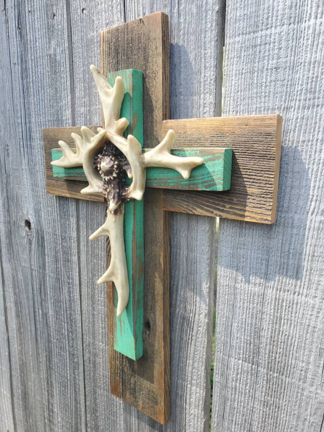 Hunter Rustic Country Mint Green Deer Antler Cross Hanging Decor ...