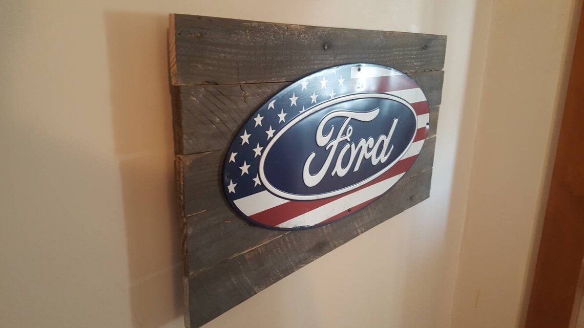 Ford Car Sign Rustic Pallet Wood Decor Car Show Stars and Stripes ...