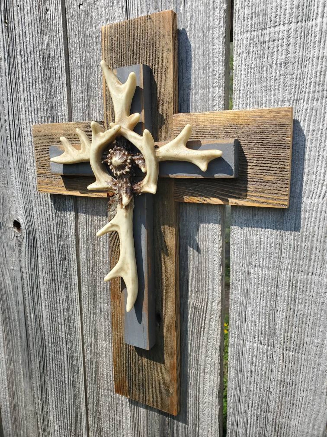 Hunter Rustic Country Slate Gray Deer Antler Cross Hanging - Etsy
