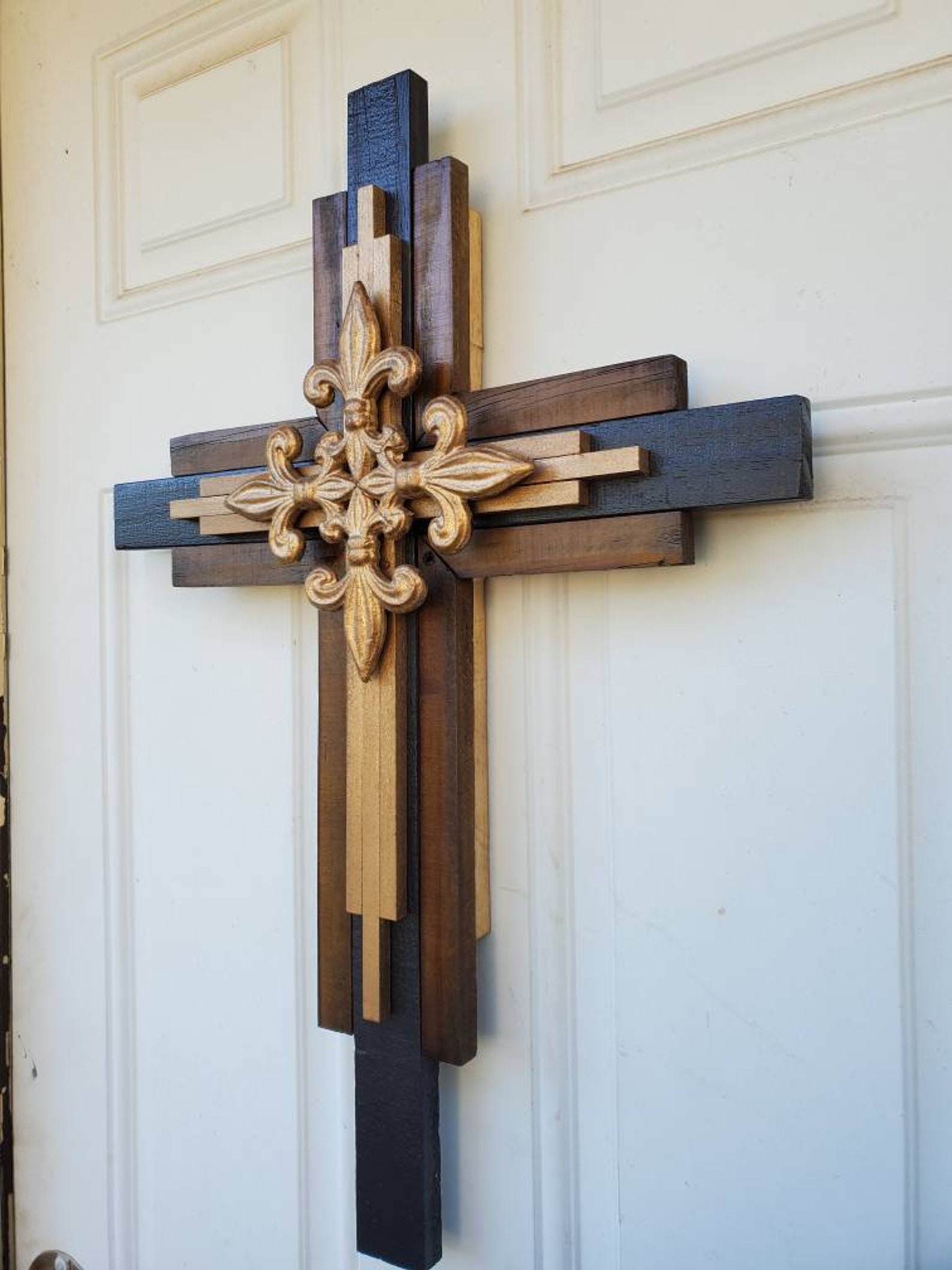 Old School Rustic Cedar Wood Cross Slate Gray With - Etsy
