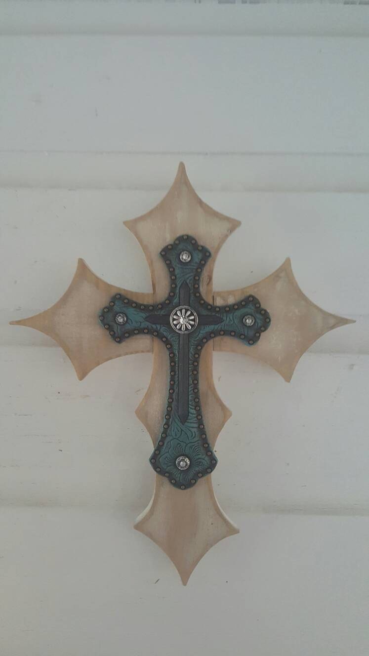 NEW! Distressed Ivory Wall Cross Hanging Cross Decor Pallet Wood Faux ...
