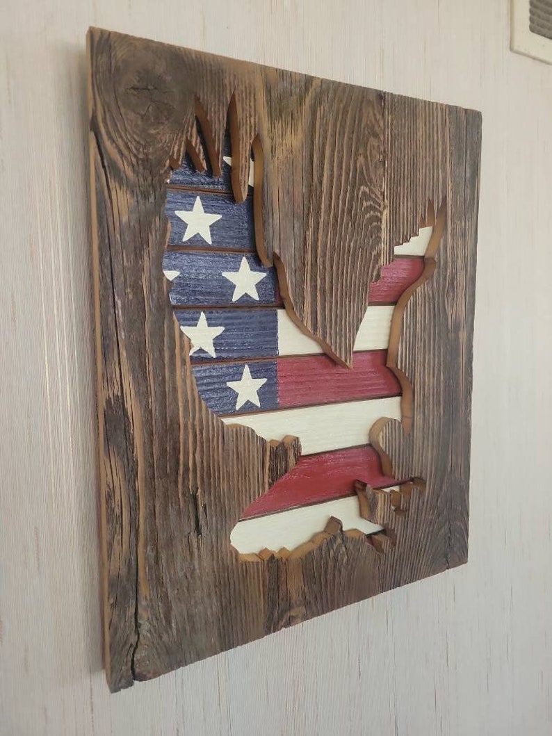 Rustic Wood American Flag, American Eagle, Patriotic Decor, American ...