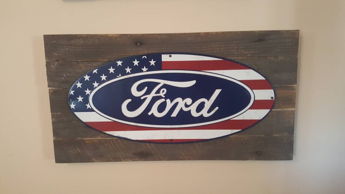 Ford Car Sign Rustic Pallet Wood Decor Car Show Stars and | Etsy