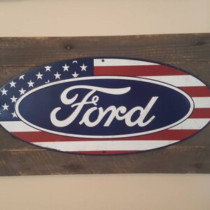 Ford Car Sign Rustic Pallet Wood Decor Car Show Stars and Stripes ...