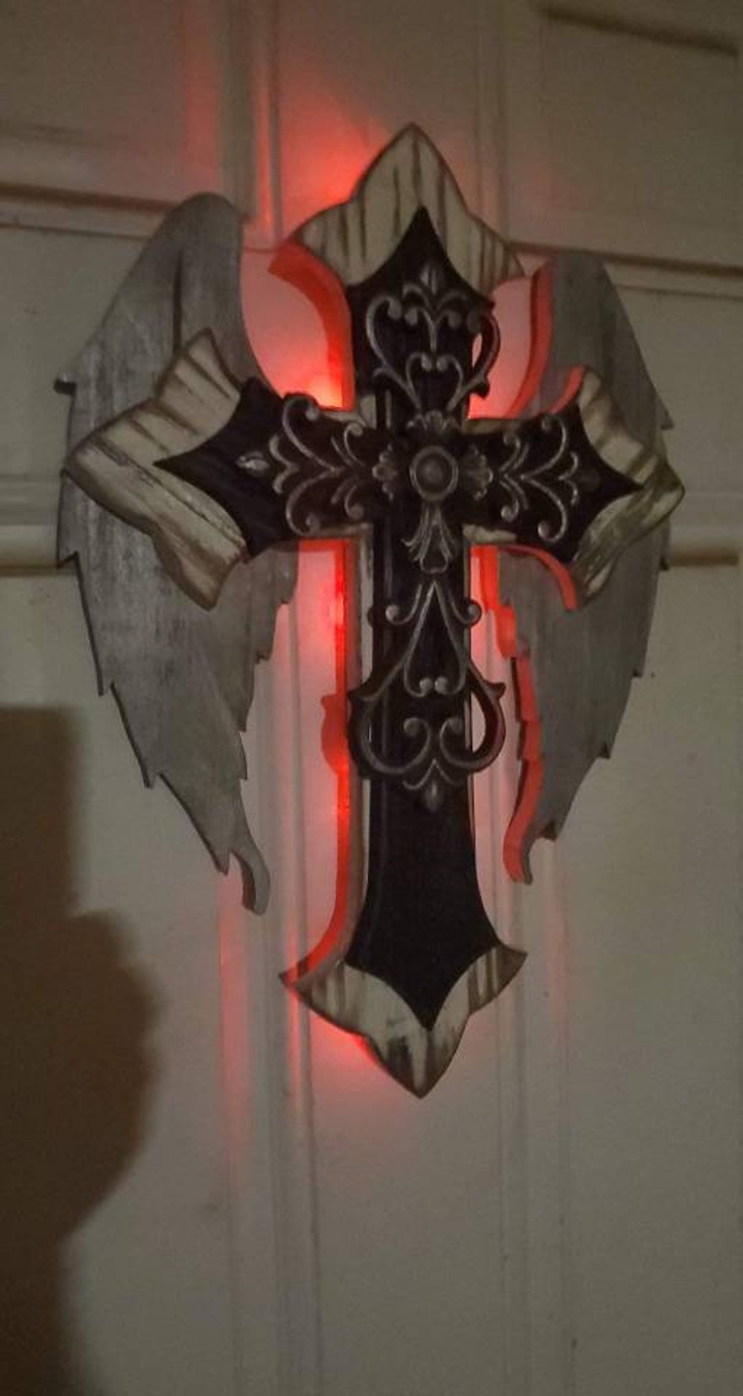 Off-white Ivory Backlit Black Angel Fallen Angel Wing Cast Iron Scroll ...