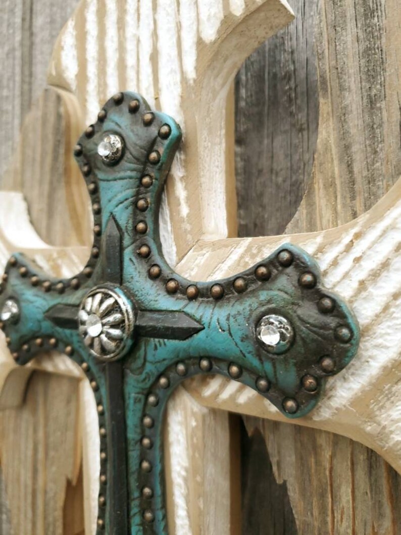 Small Ivory white Angel wing Reclaimed Wood Wall Cross Western | Etsy