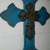Old School Rustic Cedar Wood Cross Slate Gray With Fleur-de-lis Wall ...