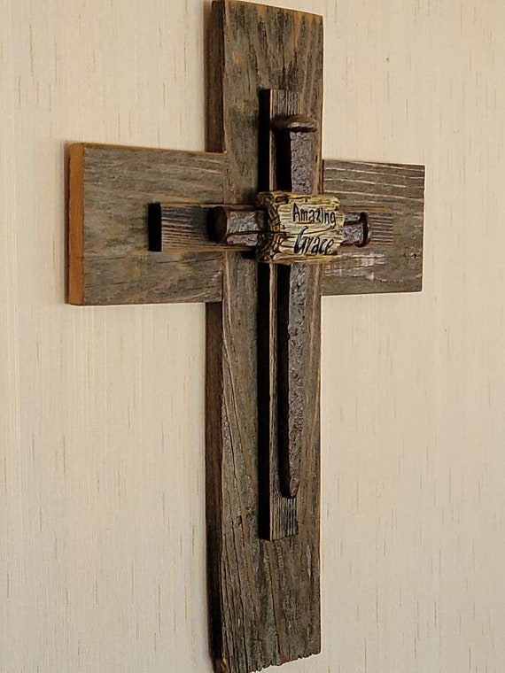 Unique Rustic Country Slate Gray Calvary Amazing Grace Cross | Etsy