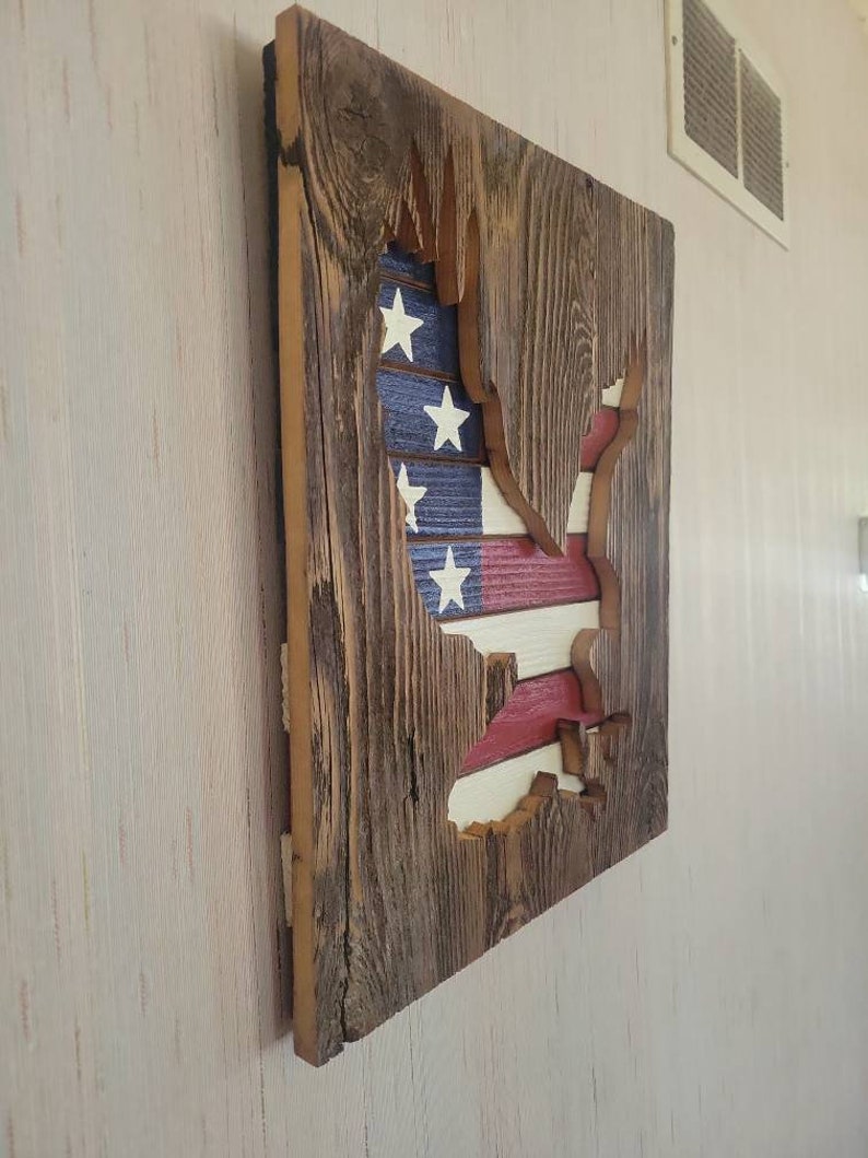 Rustic Wood American Flag, American Eagle, Patriotic Decor, American ...