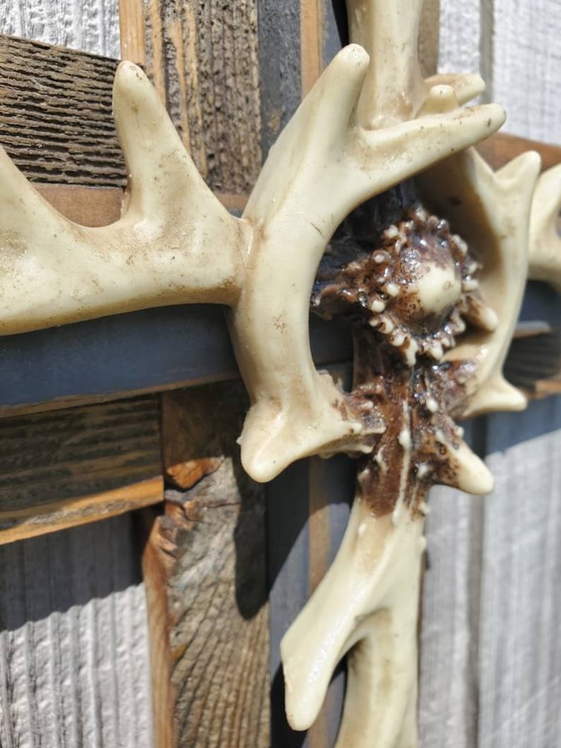 Hunter Rustic Country Slate Gray Deer Antler Cross Hanging Decor ...