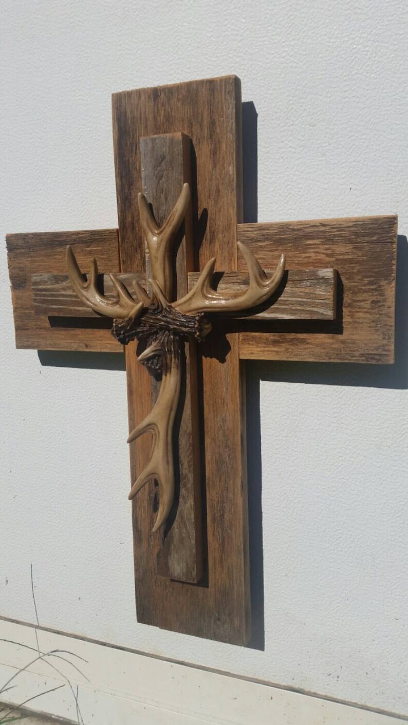 Unique Gift Hunter Rustic Cedar Country Deer Antler Cross - Etsy