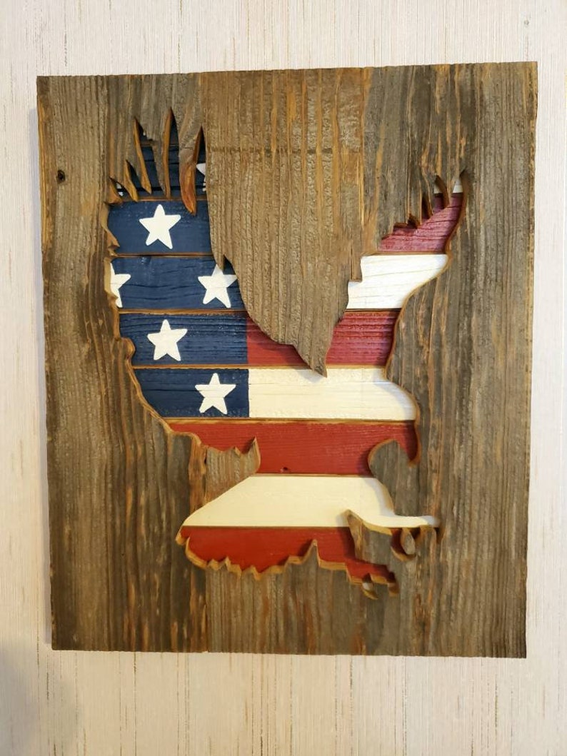 Rustic Wood American Flag American Eagle Patriotic Decor | Etsy