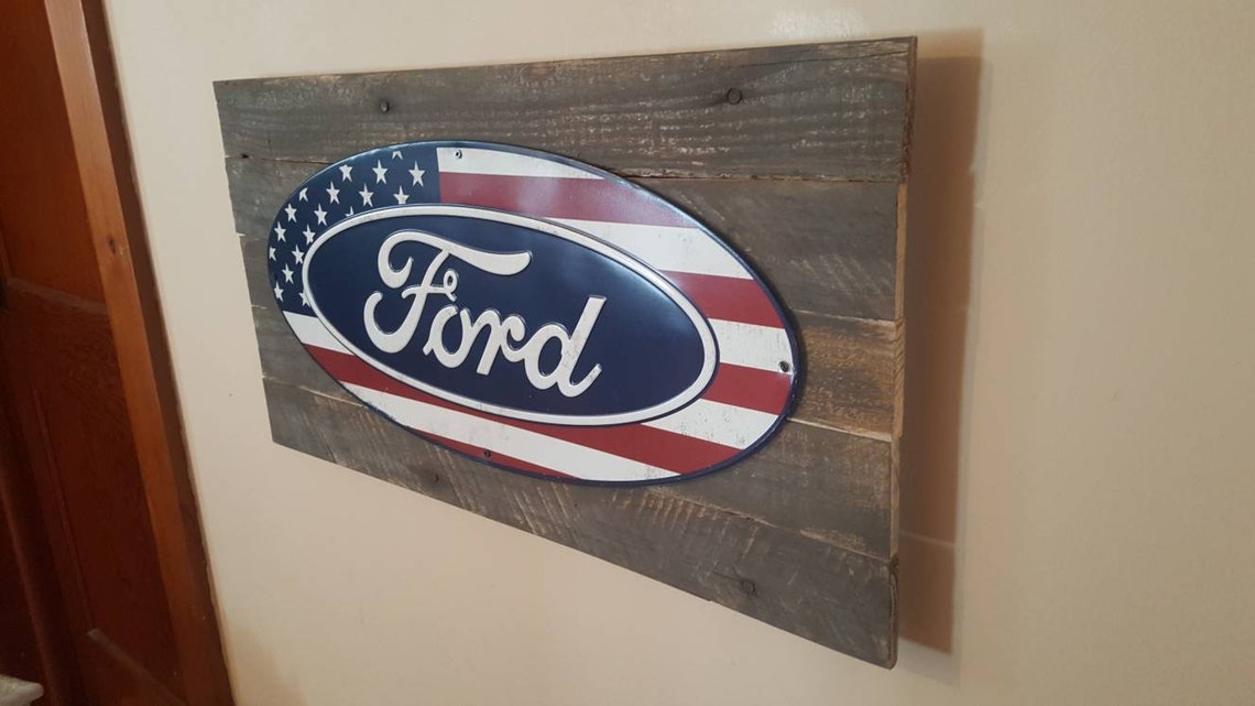 Ford Car Sign Rustic Pallet Wood Decor Car Show Stars and | Etsy