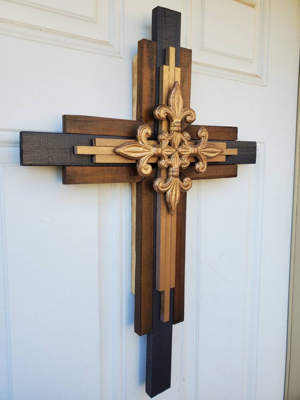 Old School Rustic Cedar Wood Cross Slate Gray With - Etsy