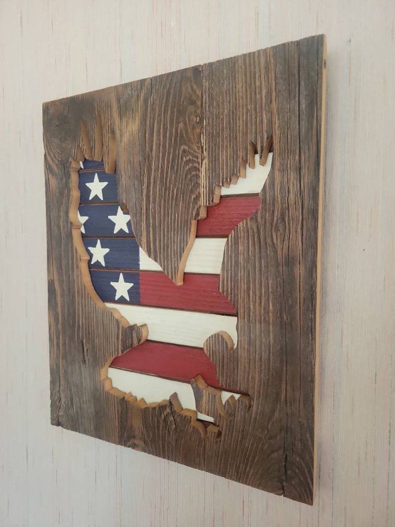 Rustic Wood American Flag, American Eagle, Patriotic Decor, American ...
