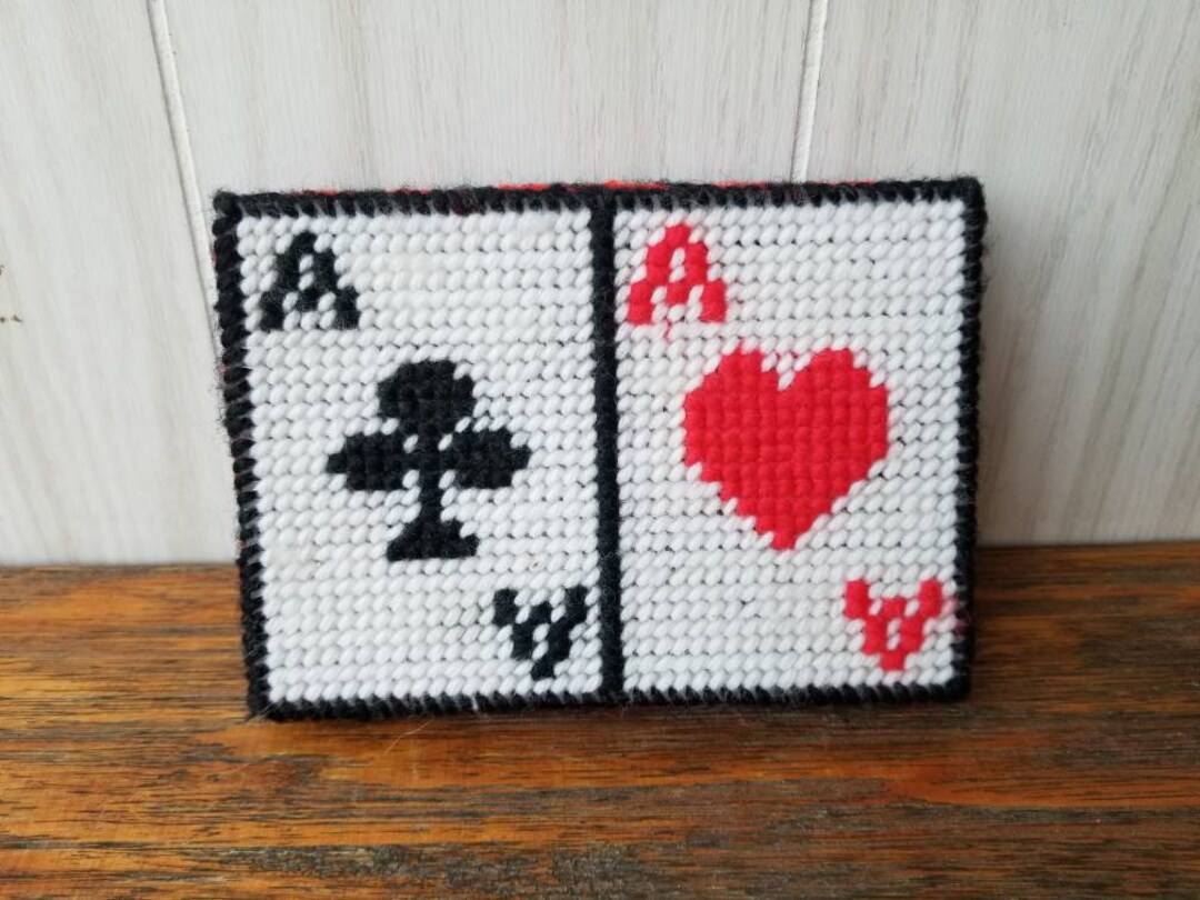 Vintage Crewel Art Playing CARD BOX - Etsy
