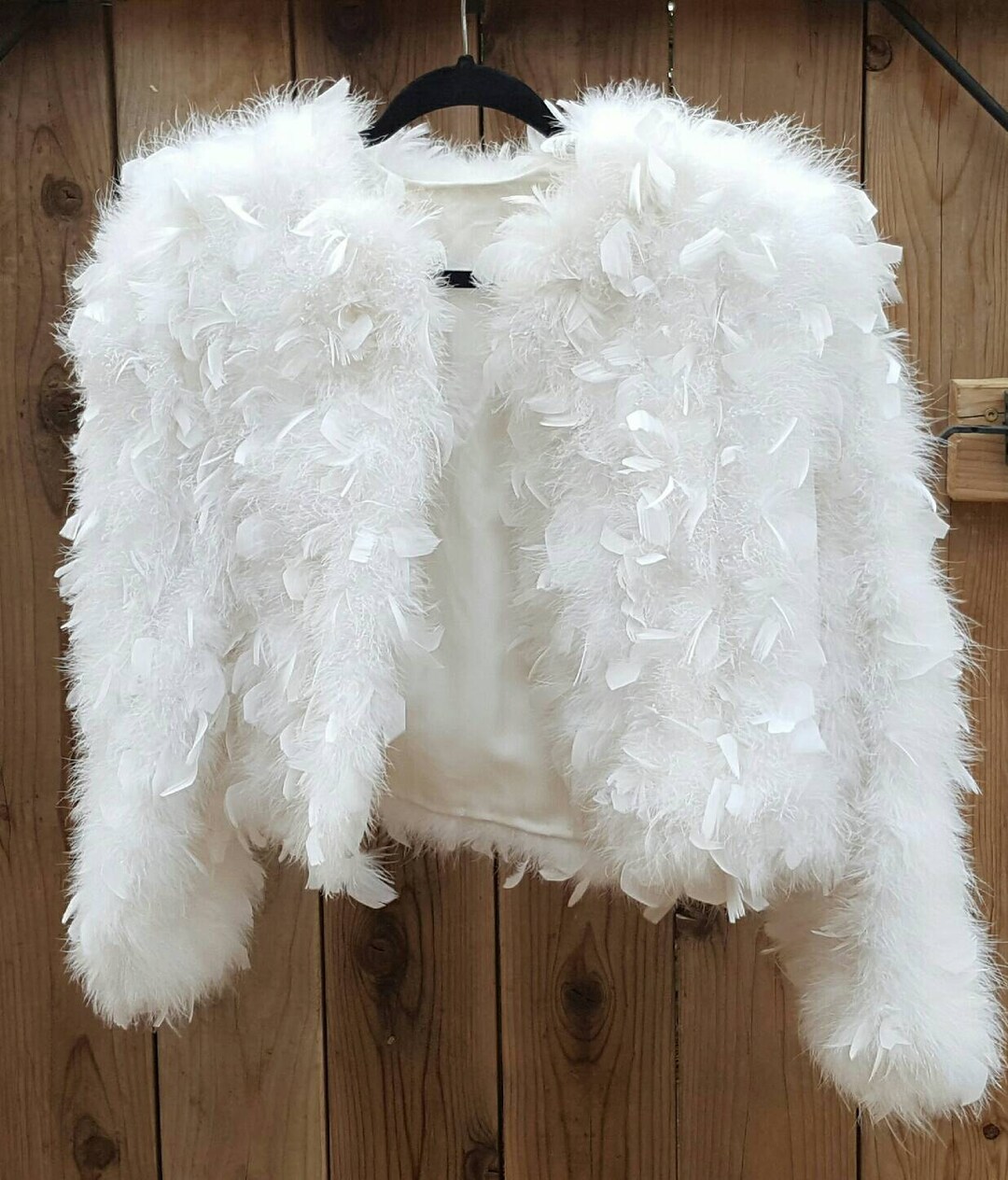 Vintage White FEATHER JACKET - Etsy