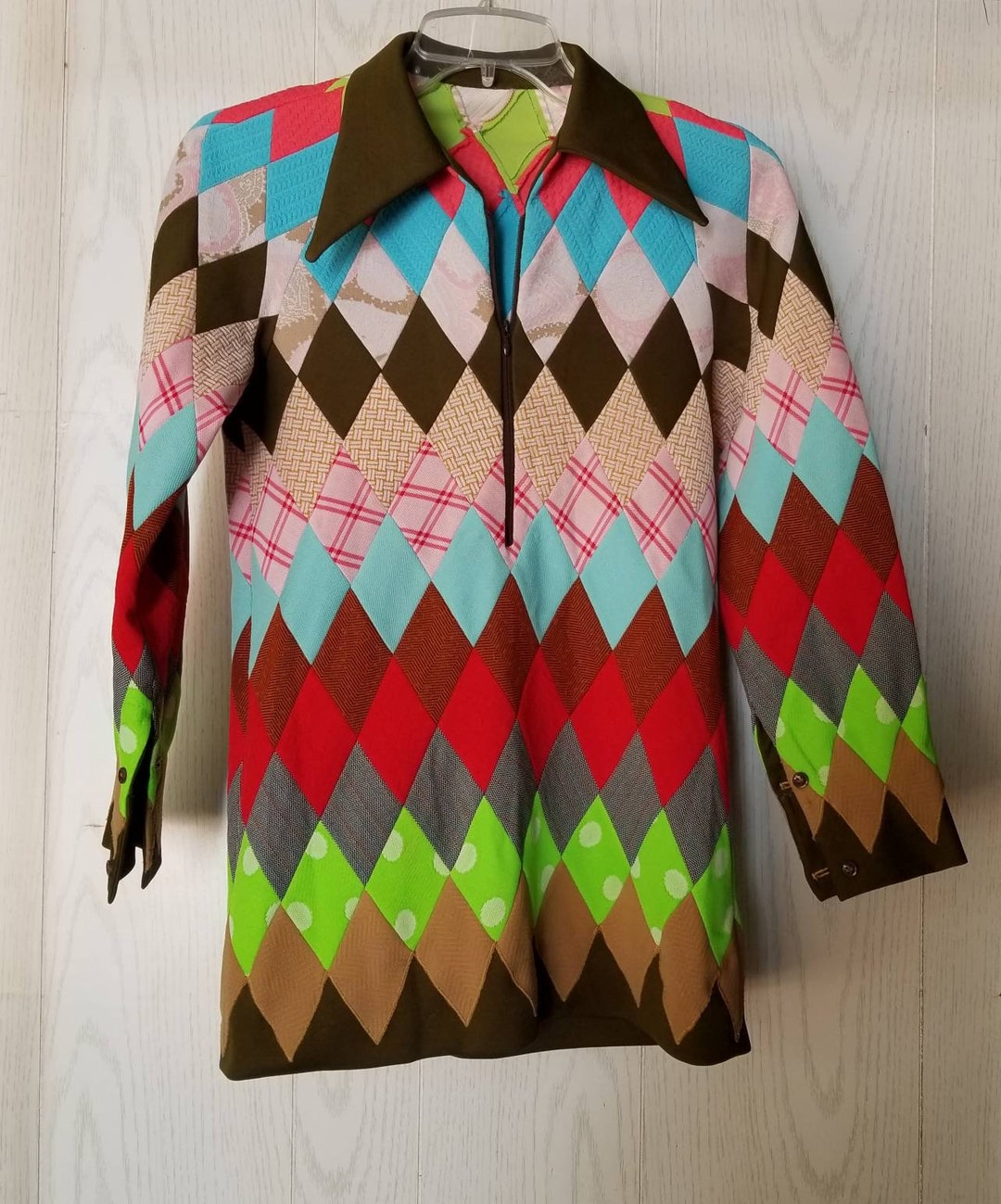 Vintage Retro Diamond Pattern Shirt - Etsy