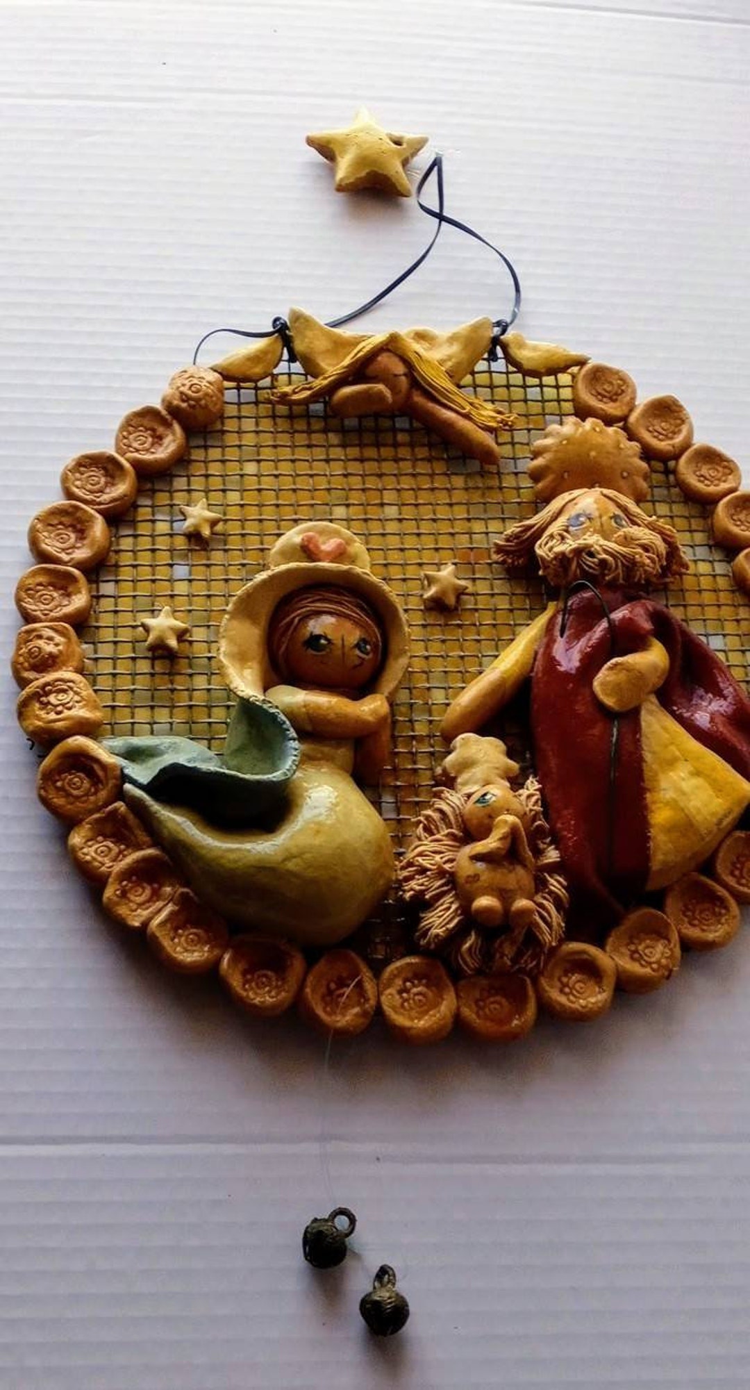 Vintage Hand Crafted Dough NATIVITY WREATH Craft - Etsy