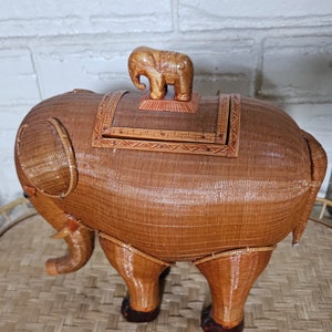 Vintage Wicker Elephant Stash Box - Etsy