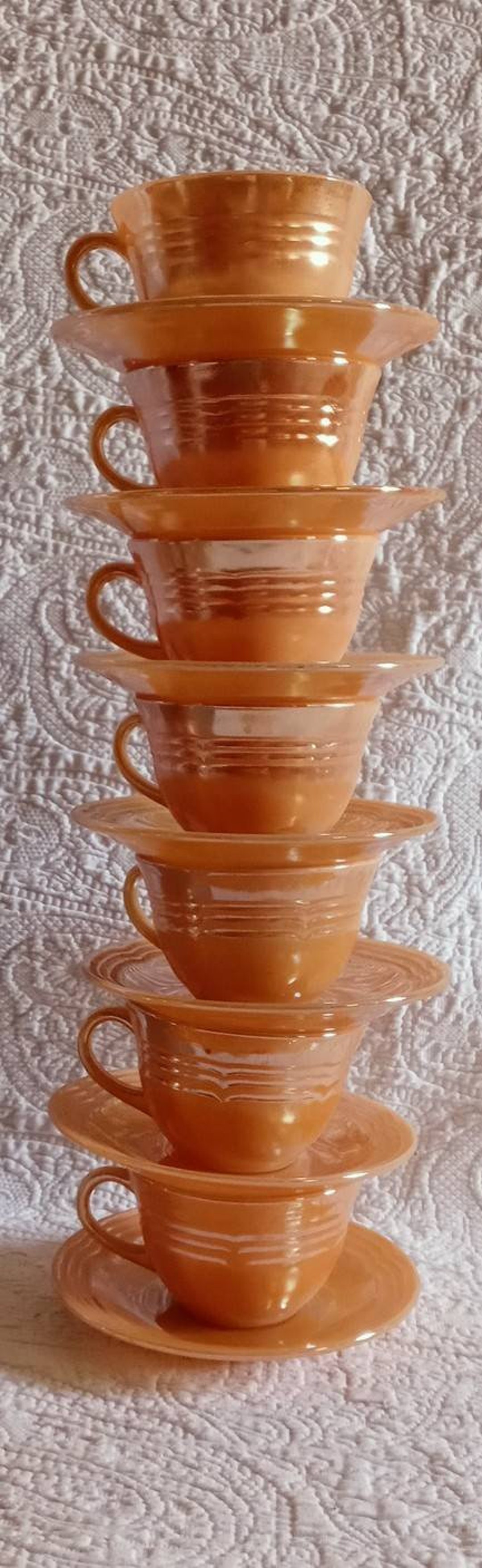 Vintage Anchor Hocking FIRE KING Tea Cups With Saucer - Etsy