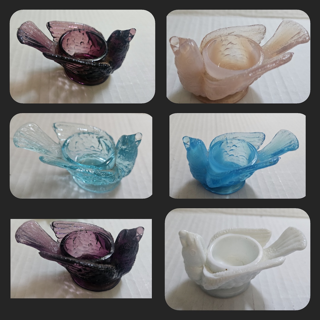 Vintage DEGENHART Glass Bird Salt Cellars - Etsy