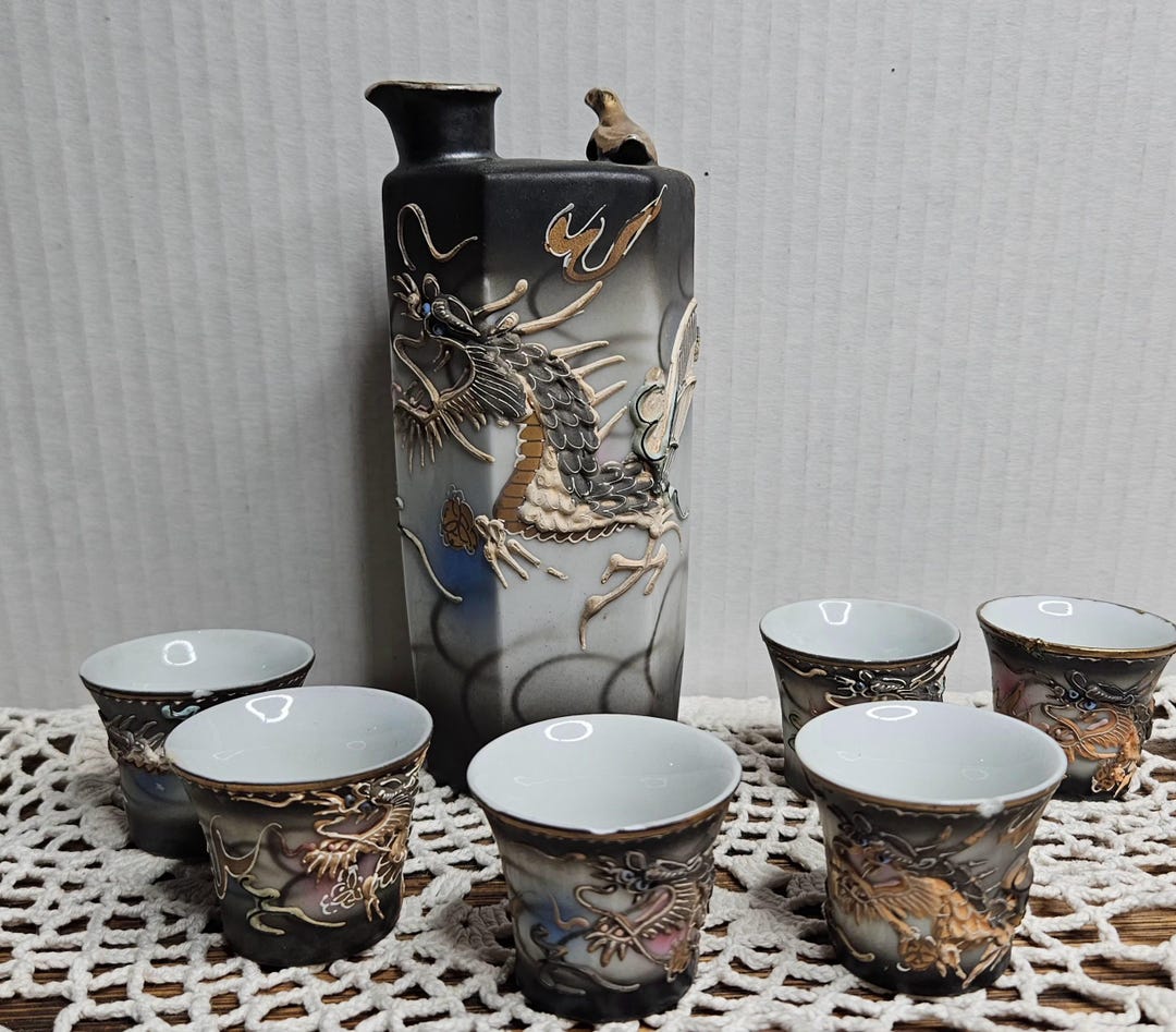 Vintage Japanese Dragonware Whistling Sake Set Moriage - Etsy