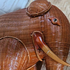 Vintage Wicker Elephant Stash Box - Etsy
